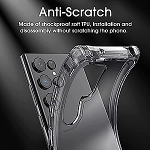 amCase (2 Pack) Clear Case [Anti-Yellowing] Compatible with Samsung Galaxy S23 Ultra 5G (6.8", 2023), Support Wireless Charging, Shockproof Protective