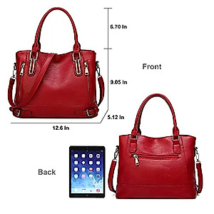 Purses and Handbags for Women, Top Handle Satchel Purse, PU Leather Crossbody Shoulder Bag for Ladies (Red)