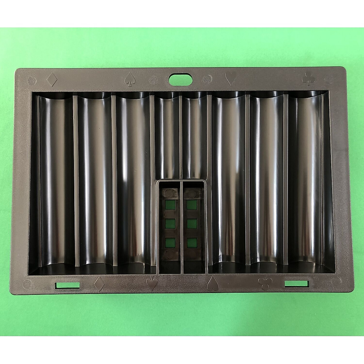 Yuanhe Poker Chip Tray Rack - Blackjack Casino Poker Table Dealer Chips Tray with 2 Card Slots, 350-Chip Capacity