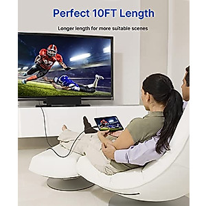 JSAUX USB C to HDMI Cable 10 FT【4K@60Hz】 USB 3.1 Type-C to HDMI 2.0 Cable for Home Office, (Thunderbolt 3/4 Compatible) with Galaxy S8 to S22, MacBook Pro/Air, iPad Pro, iMac, Mac Mini -Black