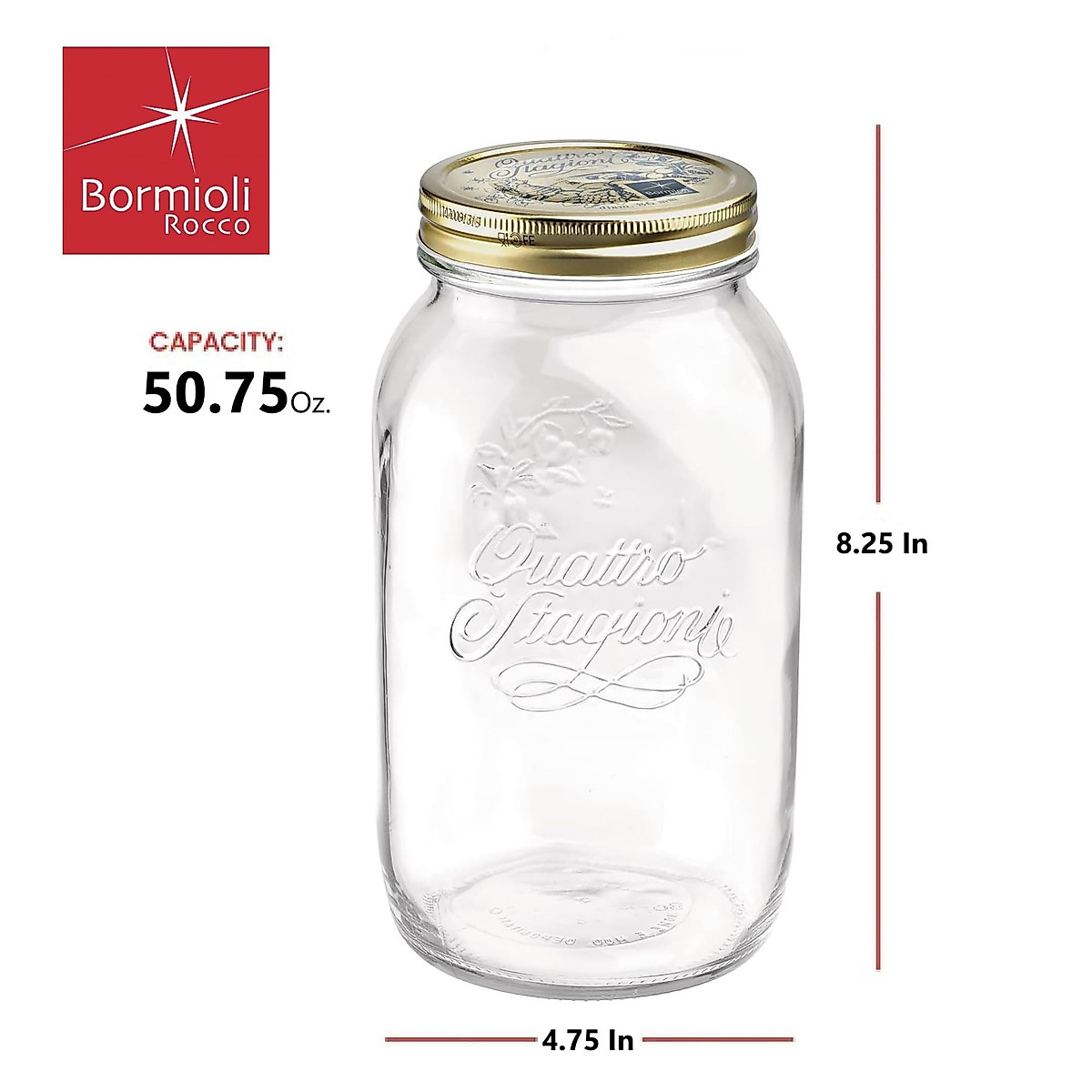 Bormioli Rocco 3.59920 (00237) RBR7905 Quatro Stadium Owner, 0.5 gal (1.5 L)