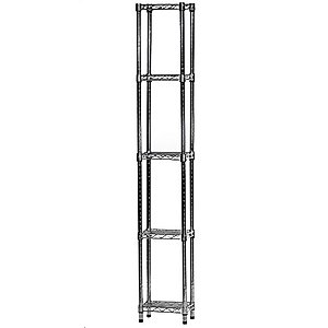 Shelving Inc. 8" d x 12" w x 72" h Chrome Wire Shelving with 5 Tier Shelves, Weight Capacity 800lbs Per Shelf