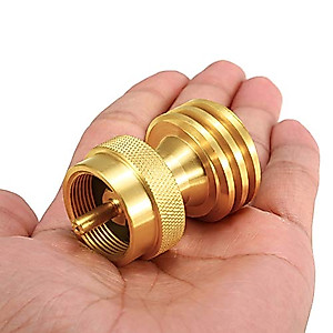 Joywayus Solid Brass Saver Adapter 1 LB Round Propane Adapter Converter Universal Small Bottle for Gas Grill and Propane Tree - 1''-20 Male Throwaway Cylinder Thread