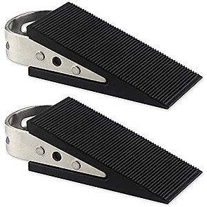 videoinfolder Heavy Duty Rubber Door Stopper - Blocker Wall Door Wedge Children Kids Protector （2 Pack Black