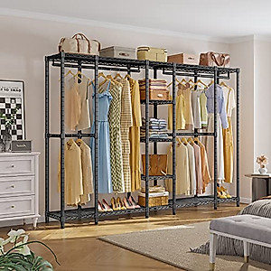 VIPEK V50 Wire Garment Rack Heavy Duty Clothes Rack, Large Portable Wardrobe Rack Clothes Storage Organizer Closet Multi-Functional Bedroom Clothing Rack, 89.8"Lx15.7"Wx76.4"H, Max Load 1100lbs, Black
