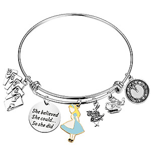 FOTAP Alice Bracelet She Believed She Could So She Did Inspirational Encouragement Bracelet Alice Fans Gifts Alice Gift (Alice SB)