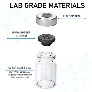 10 Pack 5ml Sealed Sample Vials, Transparent Glass Vials with Self Healing Injection Port(10, 5ML)