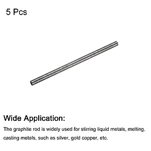PATIKIL Graphite Rod Graphite Stirring Rod Cylinder Stick Carbon Rod 100x5mm Black for Electrode, Melting Casting, Crucibles, Pack of 5