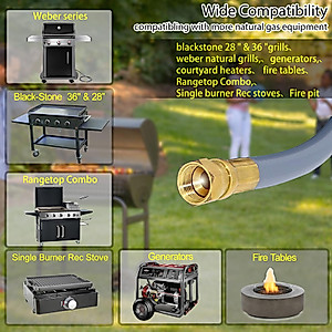 5369 Propane to Natural Gas Conversion Kit, For Weber,Blackstone 28" &36 ",Pizza Oven,Fire Pit, Generator, Patio Heater,etc.12FT 3/8" ID Natural Gas Hose with Quick Connect