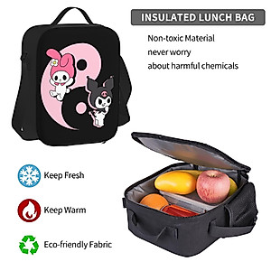 ORPJXIO Backpack 3 Piece Set Kuromi Anime My Melody Laptop Backpack Pencil Case Lunch Bag Combination For Travel Work Camping