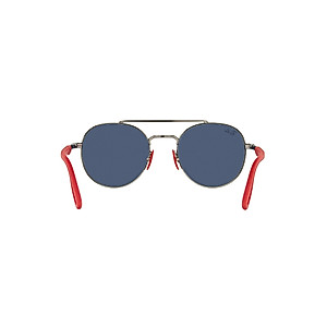 Ray-Ban RB3696M Scuderia Ferrari Collection Round Sunglasses, Gunmetal/Dark Blue, 51 mm