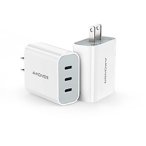 USB C Charger, Amoner 2Pack 35W iPhone Charger, 3-Port Type C Wall Charger with PD 3.0 Power Delivery USB-C Adapter for iPhone 14/13/12/12 Pro/12 Pro Max/12 Mini/11,Galaxy,Pixel 4/3 and More