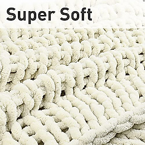 Catalonia Chunky Knit Blanket, Super Soft Plush Crochet Chenille Blanket, Knitted Yarn Blanket for Couch Bed Home Decor, Comfort Caring Gift, 50x60 inches