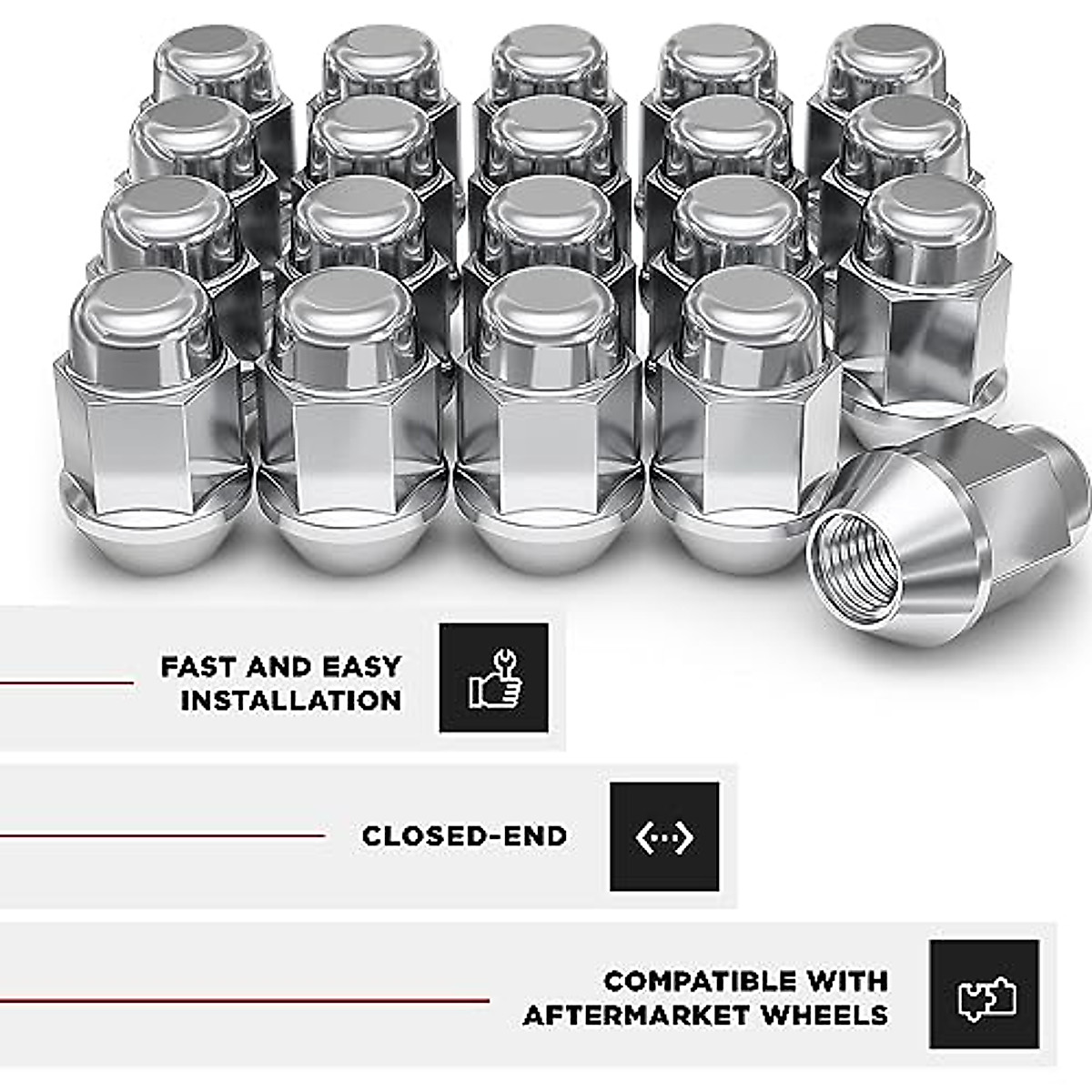 White Knight 1707S-20AM Chrome M12x1.50 Bulge Acorn Lug Nut, 20 Count (Pack of 1)