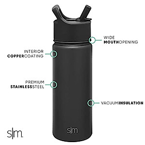 Simple Modern Kids Water Bottle with Straw Lid Vacuum Insulated Stainless Steel Metal Thermos Bottles | Reusable Leak Proof BPA-Free Flask for School | Summit Collection | 18oz, Alpenglow