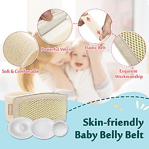Umbilical Hernia Belt Baby Belly Button Band Infant Newborn Belly Support Band Wrap Baby Abdominal Binder Umbilical Truss Cord Adjustable Navel Band - Medium