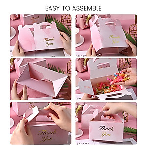 VGOODALL 16PCS Party Favor Boxes, Mini Pink Gable Boxes Marbleized Gift Boxes Thank You Gift Boxes Treat Boxes for Birthday Wedding Party Bridal Shower, 6×3.5×3.4 Inch