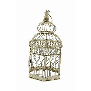 Deco 79 66520 Inch, Set of 2 Metal Bird Cage, 21", 18"H, Cream, 2 Count
