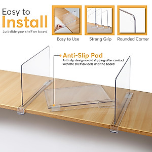 HOMY BLISS Acrylic Shelf Dividers Closet Organization 11x7.9 inches, Pack of 8 Tall Closet Shelf Organizer with Smooth Corners - Clear Closet Shelf Dividers - Purse Organizer for Closet