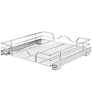 OCG Pull Out Cabinet Organizer (11" W x 21" D), Pull out Drawers for Kitchen Cabinets, Pull Out Shelves for Base Cabinet Organization in Kitchen Bathroom Pantry, Chrome Finish