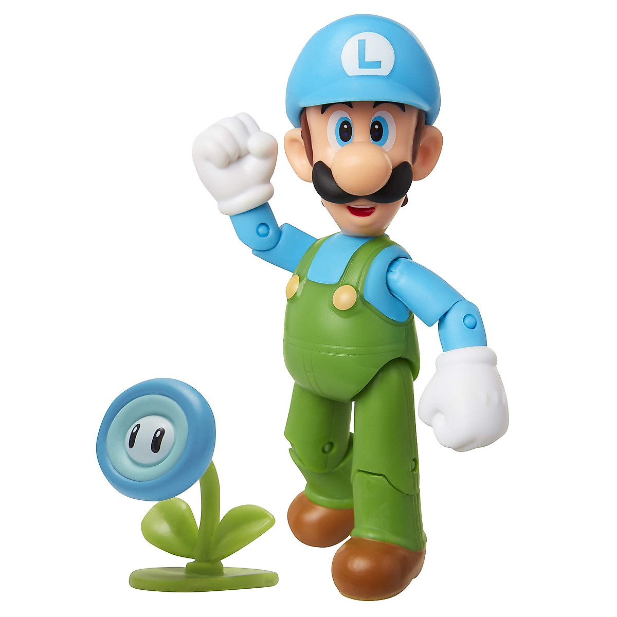 Nintendo Super Mario Collectible Ice Luigi 4" Poseable Articulated Action Figure with Ice Flower Accessory, Perfect for Kids & Collectors Alike! for Ages 3+