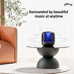 ALLWAY Bluetooth Speakers, Loud 360° HD Surround Sound, Three Cool LED Light Modes & Dual Pairing, Loud Stereo, Enhanced Bass, Built in Mic, IPX5 Waterproof Speakers for Home, Outdoors, Travel