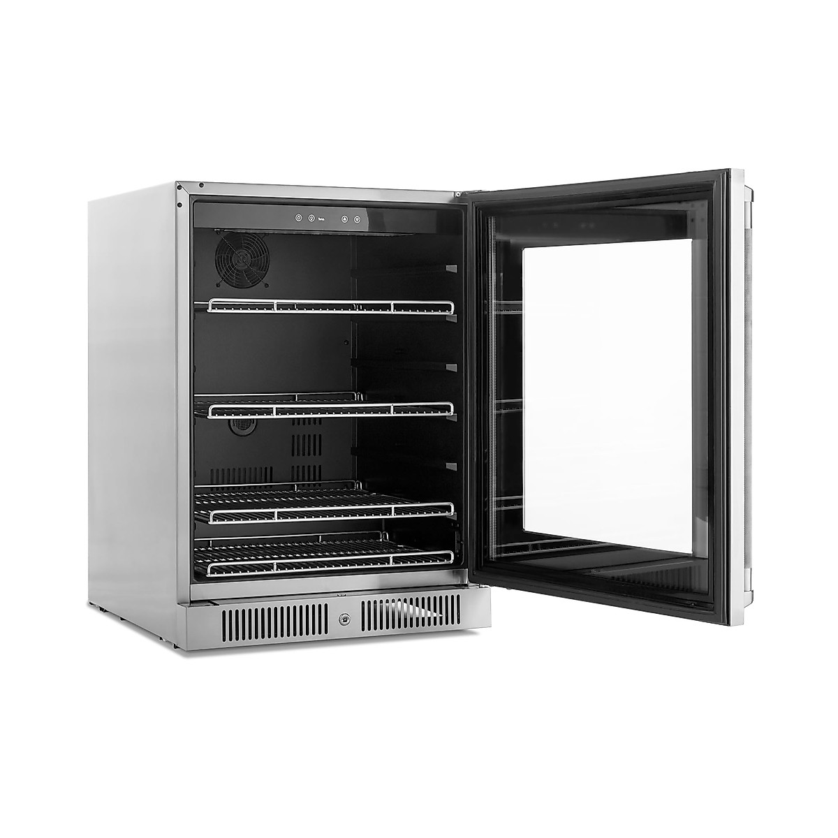 NewAge Products 24 in. Under Counter Fridge with Glass Door, 46 Bottles/140 Cans Capacity Beverage Refrigerator, Stainless Steel Mini Fridge Wine Cooler for Home Bar, Kitchen, Garage, Outdoor, 93000