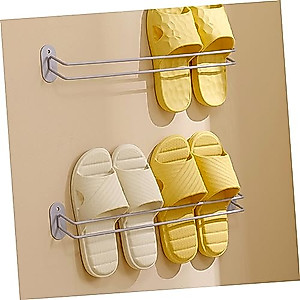SOESFOUFU 1pc Shoe Storage Rack Slipper Wall Rack Towel Rod for Bathroom Towel Storage Rack Bath Towel Bar Wall Shoe Rack Kitchen Towel Bar Shoe Organizer Shelf Door Rack Blue Carbon Steel