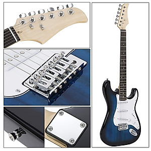 Smartxchoices 39" Full Size Electric Guitar with 10W Amp,Gig Bag Case Guitar Strap Package for Beginner Starter (Blue)