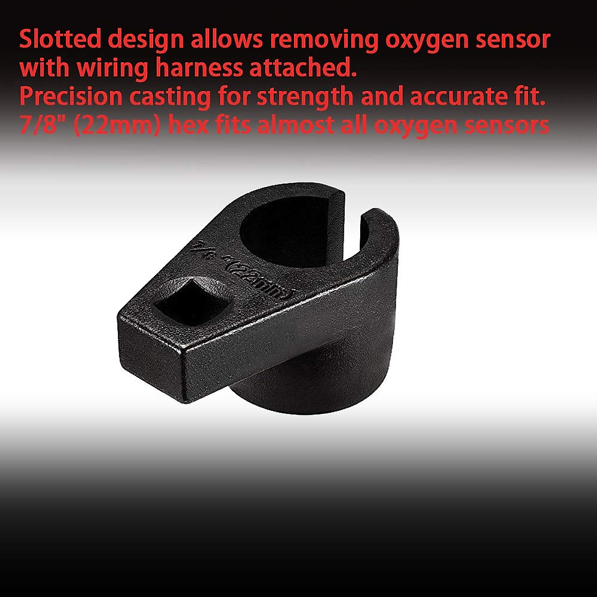 AP1822F 3/8-inch Drive by 7/8-inch (22mm) Offset Oxygen Sensor Socket High-performance chrome molybdenum steel construction Wire Gate Accesses Sensor from The Side, Preventing Damage to Wires