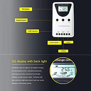 Solar Controller Solar Panel Regulator with 4 Stage Charging Function MPPT Automatic Detection System Protection Safe Charging Solar Panel Regulator (80A)
