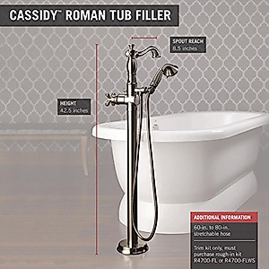 Delta Faucet Cassidy Floor-Mount Freestanding Tub Filler with Hand Held Shower, Stainless T4797-SSFL-LHP (Valve and Handle Sold Separately)