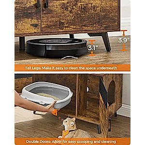 FEANDREA Litter Box Enclosure, Cat Litter Box Furniture Hidden, with Removable Divider, High Legs, Cat House for Indoor Cats, Side End Table, 31.5 x 19.7 x 21.7 Inches, Rustic Brown UPCL006X01