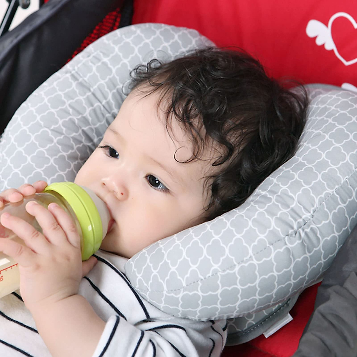 SH-RuiDu Portable Baby Seat Stroller Head Neck Support, Double Sided Baby Breathable Travel Pillow Cushion for Carseats Pushchair Pram Carrier Lounger