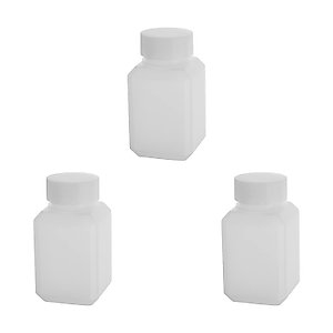 Bettomshin 3Pcs Wide Mouth Reagent Bottles, 74x20mm/2.91x0.79"(HxID)60ml PE Plastic Empty Liquid Sealing Bottle, Square Light Mouth Container Lab Solid Sample Storage White Translucent with Screw Cap