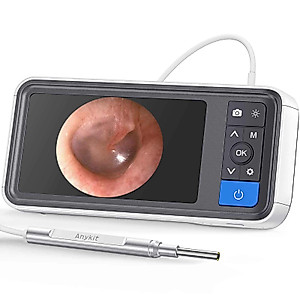 Digital Otoscope with 4.5 Inches Screen, Anykit 3.9mm Ear Camera with 6 LED Lights, 32GB Card, Ear Wax Removal Tool, Specula and 2500 mAh Rechargeable Battery, Supports Photo Snap and Video Recording