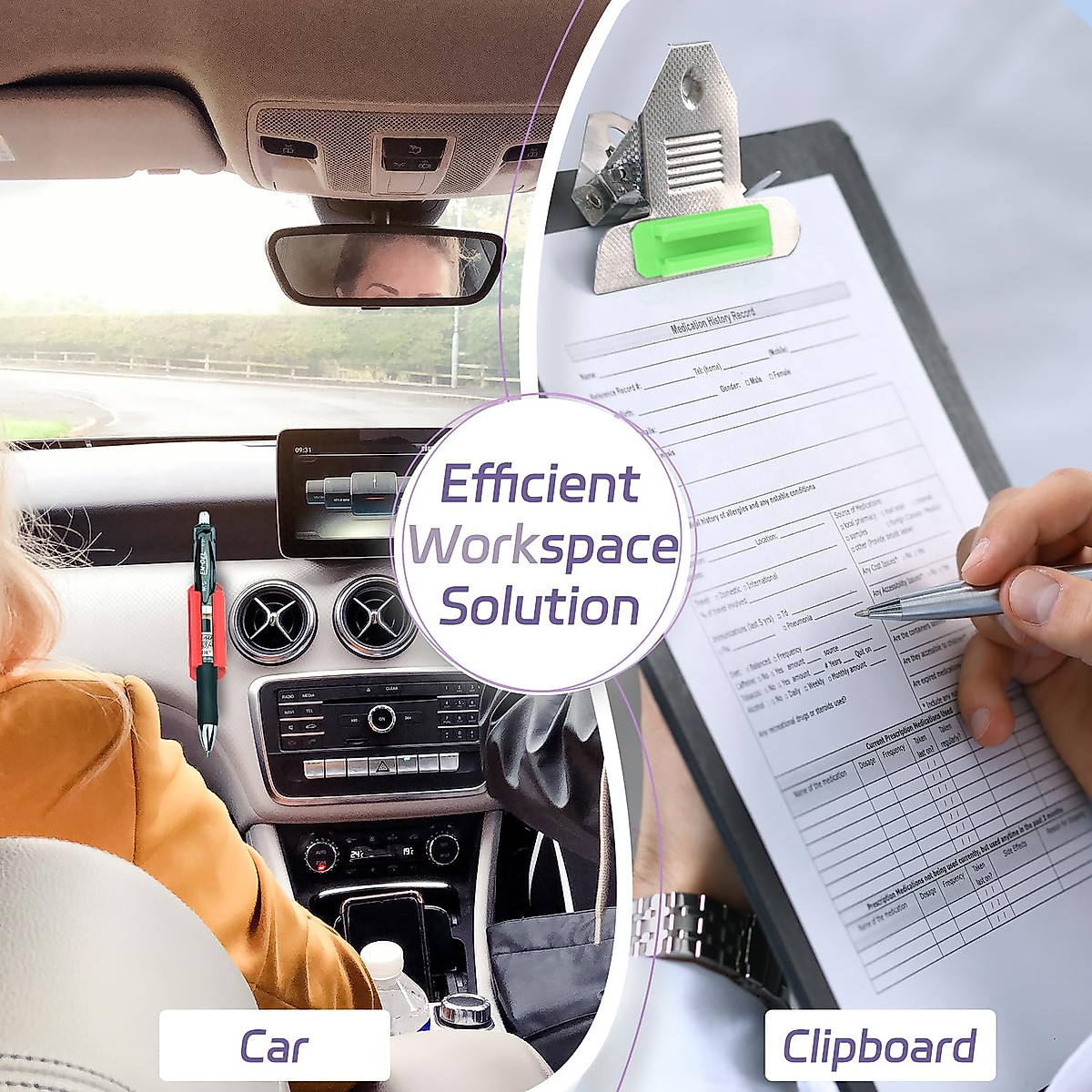 Paiholy 10 Pack Silicone Pencil Holder, Adhesive Pen Holder for Desk with 10 Extra 3M Pads, Marker Holder for Classroom and Teacher, Pen Clip for Clipboard Office Desk Accessories, Black