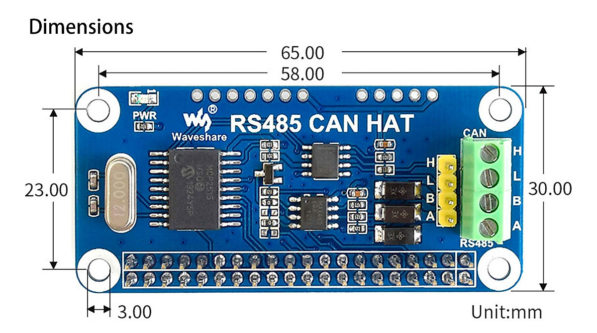 RS485 CAN HAT for Raspberry Pi 4B/3B+ | Long-Distance Communication