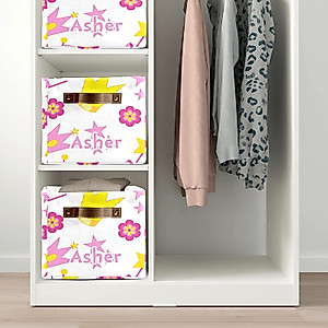 Deven A Lovely Princess Personalized Large Storage Baskets for Organizing Shelves with Handle,Closet Decorative Storage Bins for Toy, Bathroom,Nursery,Home 1 Pack