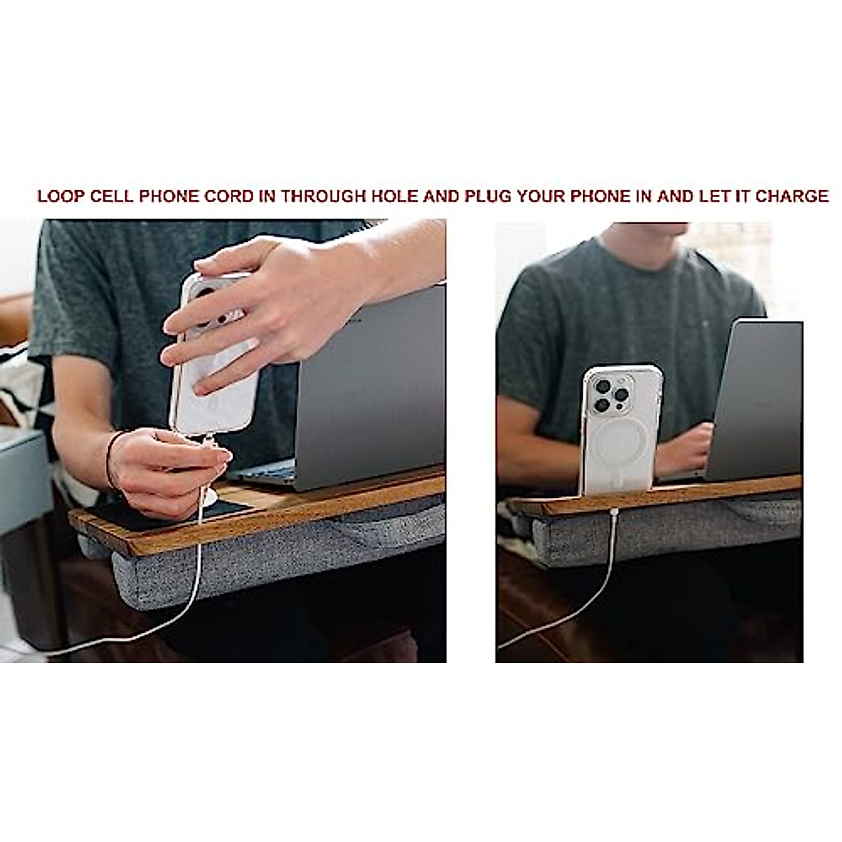 Lap Desk, Laptop Lap Desk with Cushion Made with Premium Acacia Wood. Lap Desk for Laptop Fits 14” to 17” Laptops. Bed Desk, Laptop Desk, Lapdesk for Laptop for Home Office Laptop Lap Desks Hazelteck