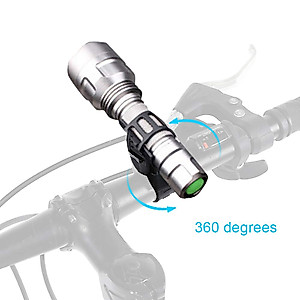 Junluck Universal Bicycle Headlight Holder, Adjustable 360 Degree Rotation Bicycle Flashlight Mount Clip Bracket for Road Bike Cycling Part, Suitable for 28-40mm Diameter Flashlight