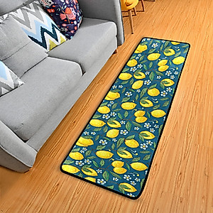 CHIFIGNO Tropical Pattern Yellow Lemon Rugs Non Slip Doormat for Living Room/Kitchen/Bathroom 2&#039;x6&#039;