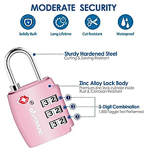 2 Pack TSA Approved Travel Luggage Locks, Combination Lock Alloy Body, Keyless 3-Digit Padlocks, Travel Sentry Accepted Compatible Padlock for Gym Locker, Golf Bag Case, Backpack, Black-by GIVERARE