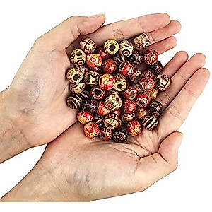 JPSOR 300pcs 12mm Painted Wooden Hair Beads, Round Loose Wood Beads Bulk for Braids, African Beads for Hair, Jewelry Making, Craft DIY, Macrame Rosary Bracelet Necklace Making