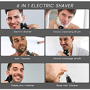 Mens Shaving Kit, Electric Razor for Men,6 in 1 Multi Functional Grooming Kit, LCD Display, Cordless Rechargable Waterproof