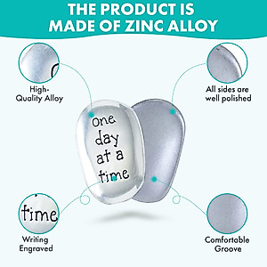 Quadow Thumb Stones ONE Day at A TIME Inspirational Gift Soothing Worry Stone Friend Family Affirmation AA