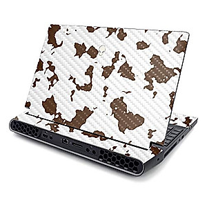 MightySkins Carbon Fiber Skin Compatible with Alienware Area-51M 17" (2019) - Brown Cow | Protective, Durable Textured Carbon Fiber Finish | Easy to Apply, Remove, and Change Styles | Made in The USA