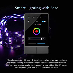 SONOFF NSPanel WiFi Smart Scene Wall Switch,2-Switch Panel Smart Home Control,Touchscreen Control for Smart Temperature Function,Lights,Work with Alexa & Google Home Assistant,Black