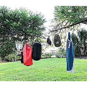 19-Ring Travel Hanger Clothesline,Outdoor Camping Lanyard Hanger Strap,20ft Clothesline with 8pcs Carabiner,4 Hooks,1 Storage Pouch for Travel Hiking Picnic Camper Family RV