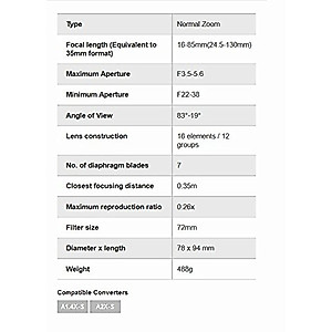 Pentax HD Pentax DA 16-85mm Lens for Pentax KAF Cameras